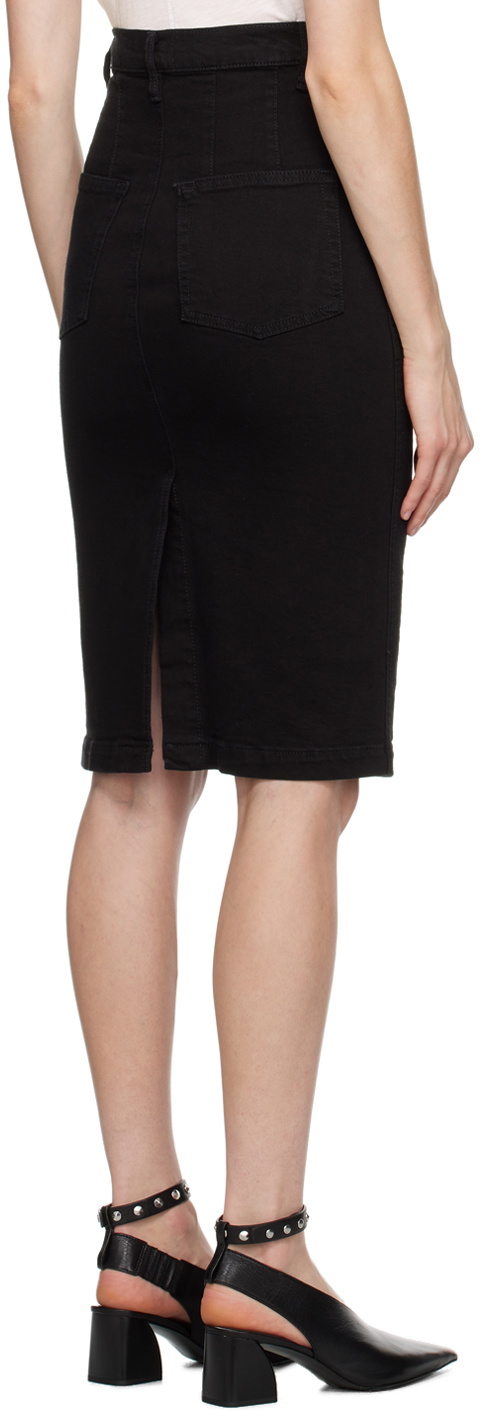 FRAME Black Four-Pocket Denim Midi Skirt Frame Denim