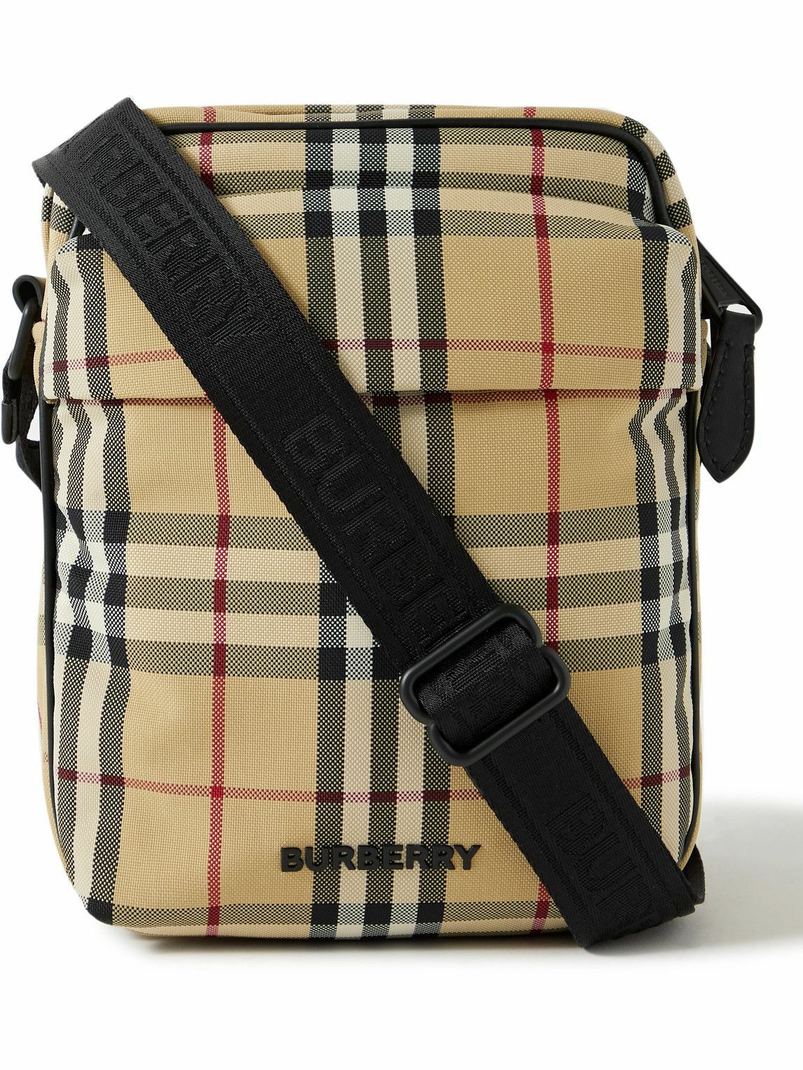 Burberry - Logo-Embellished Checked Shell Messenger Bag Burberry