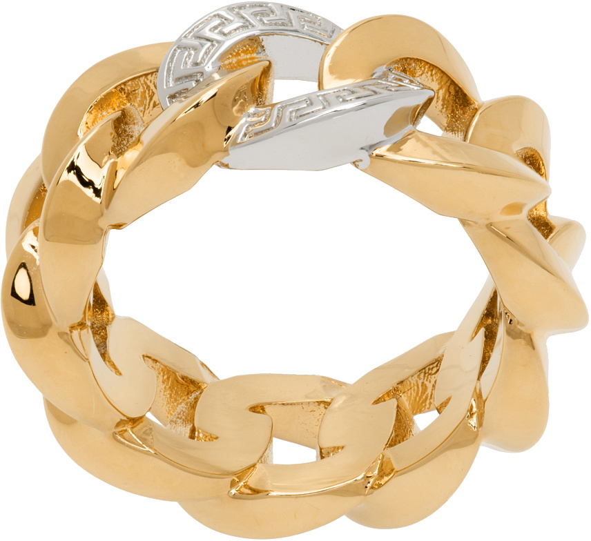 Versace Gold Curb Chain Ring Versace
