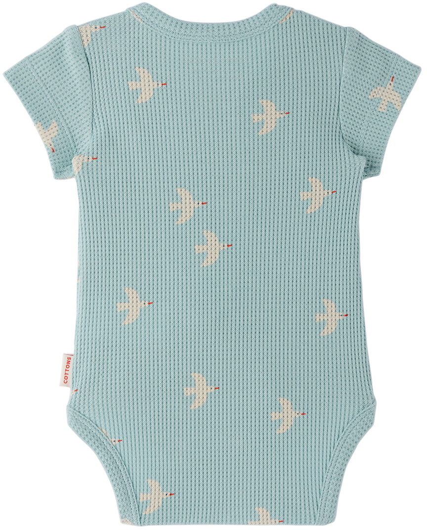 TINYCOTTONS Baby Blue Birds Crossed Bodysuit