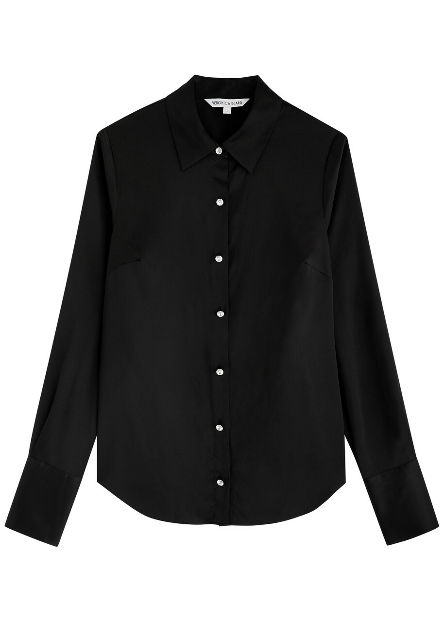 Veronica Beard Monique Crystal-embellished Silk-blend Satin Shirt Black ...