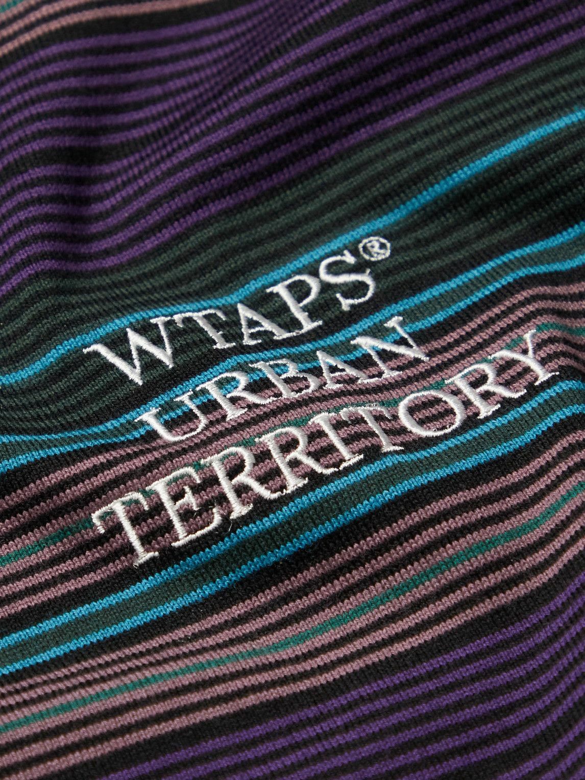 WTAPS - Logo-Embroidered Striped Cotton-Jersey T-Shirt - Purple WTAPS