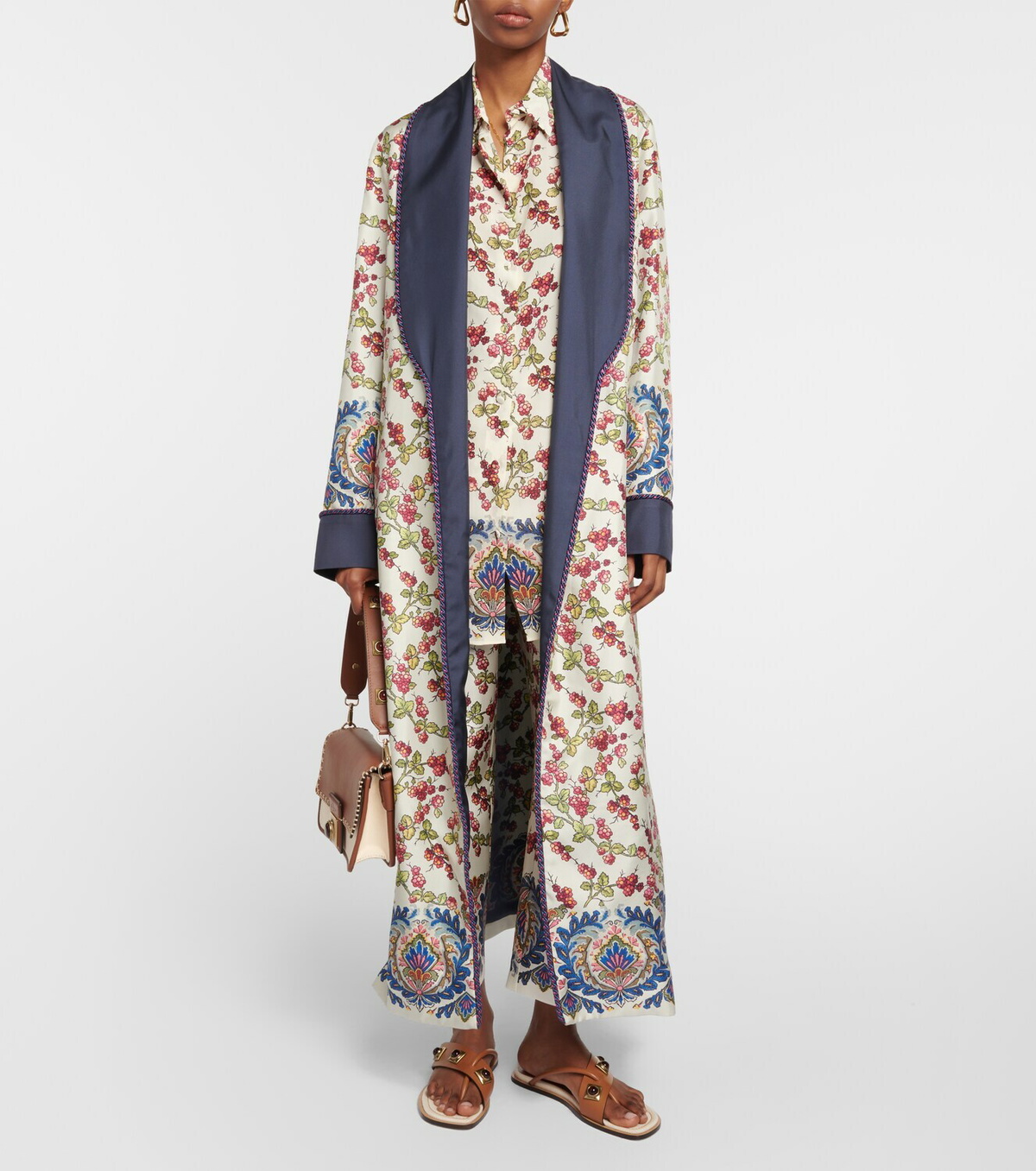 Etro Belted printed silk coat Etro