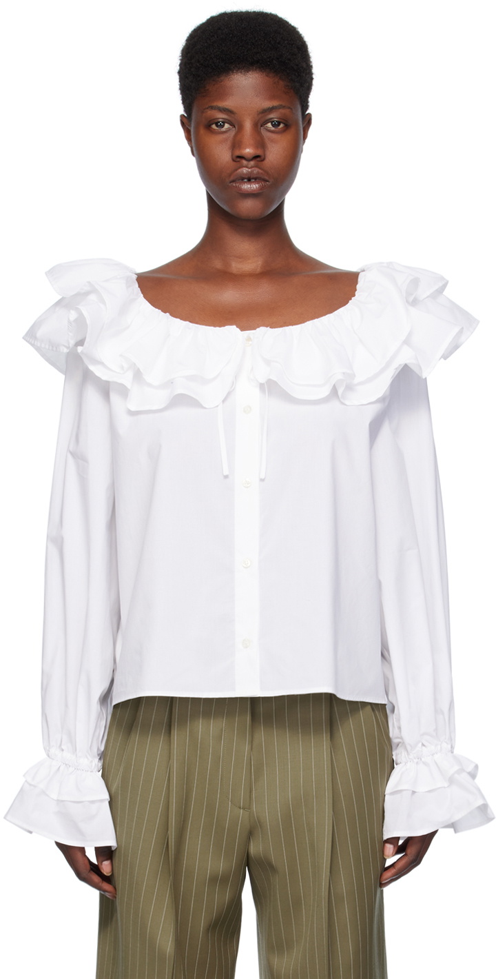 MSGM White Ruffle Blouse MSGM