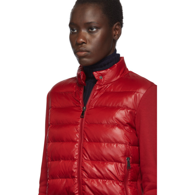 Moncler Red Knit Down Logo Jacket Moncler