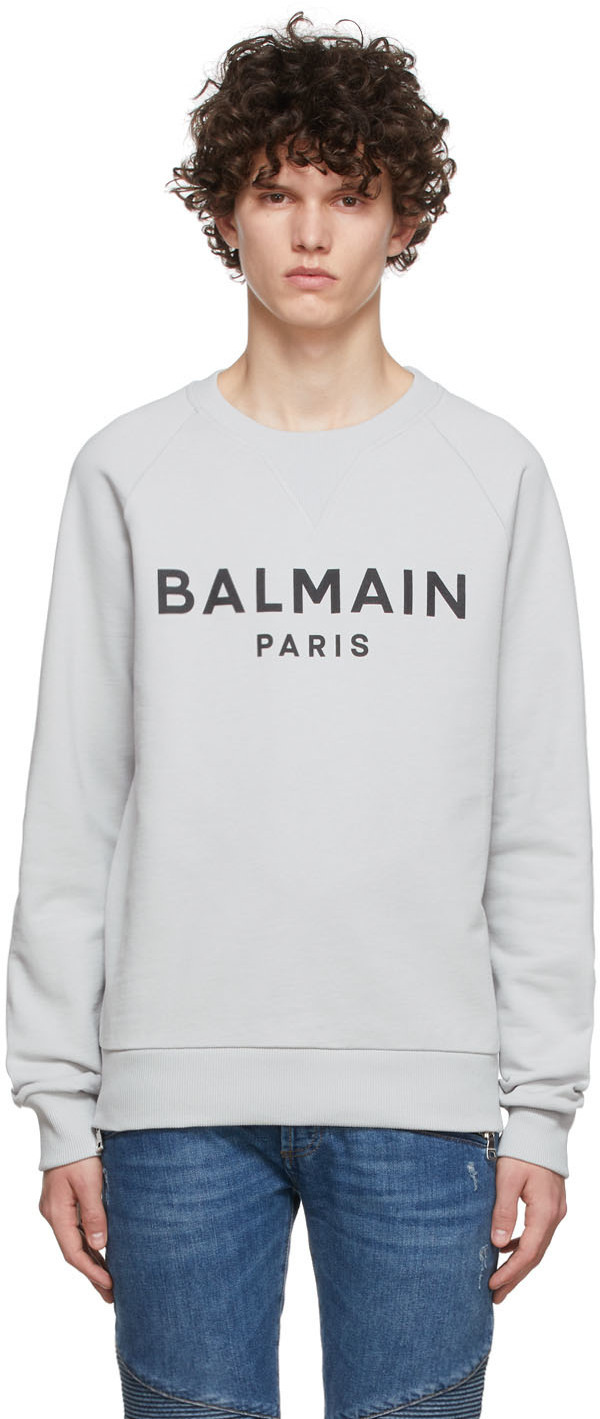 Balmain Grey Cotton Sweatshirt Balmain