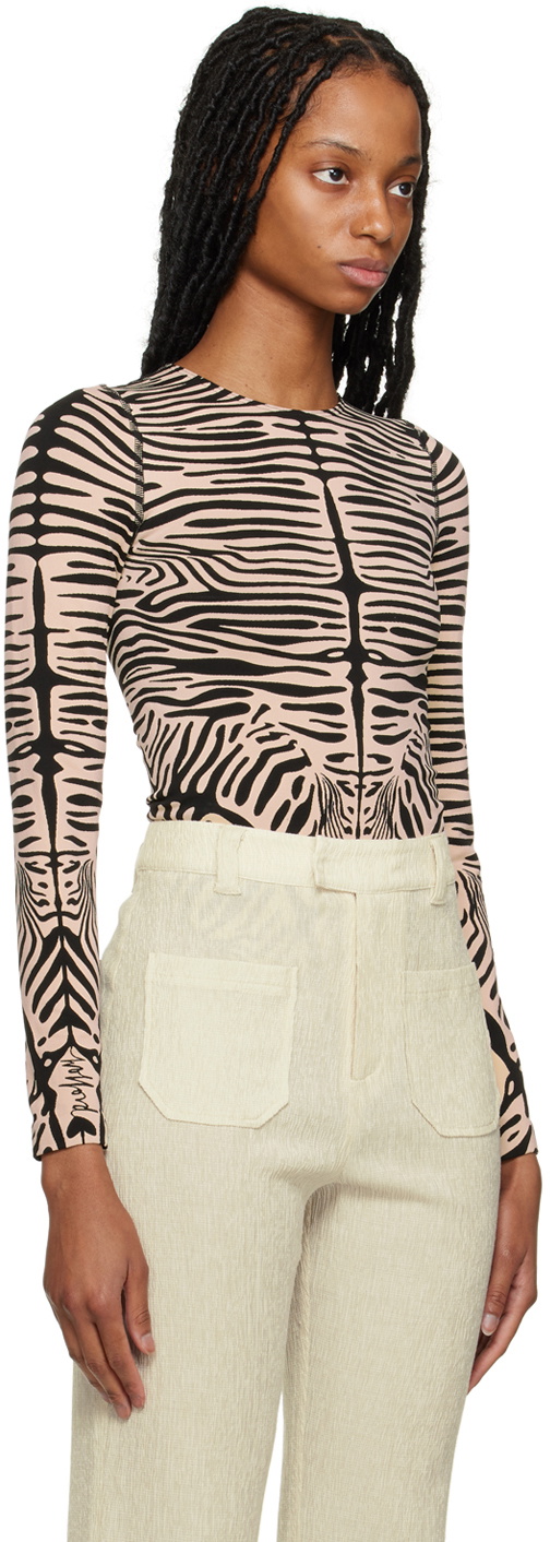 Wolford Beige & Black Aurora Bodysuit Wolford