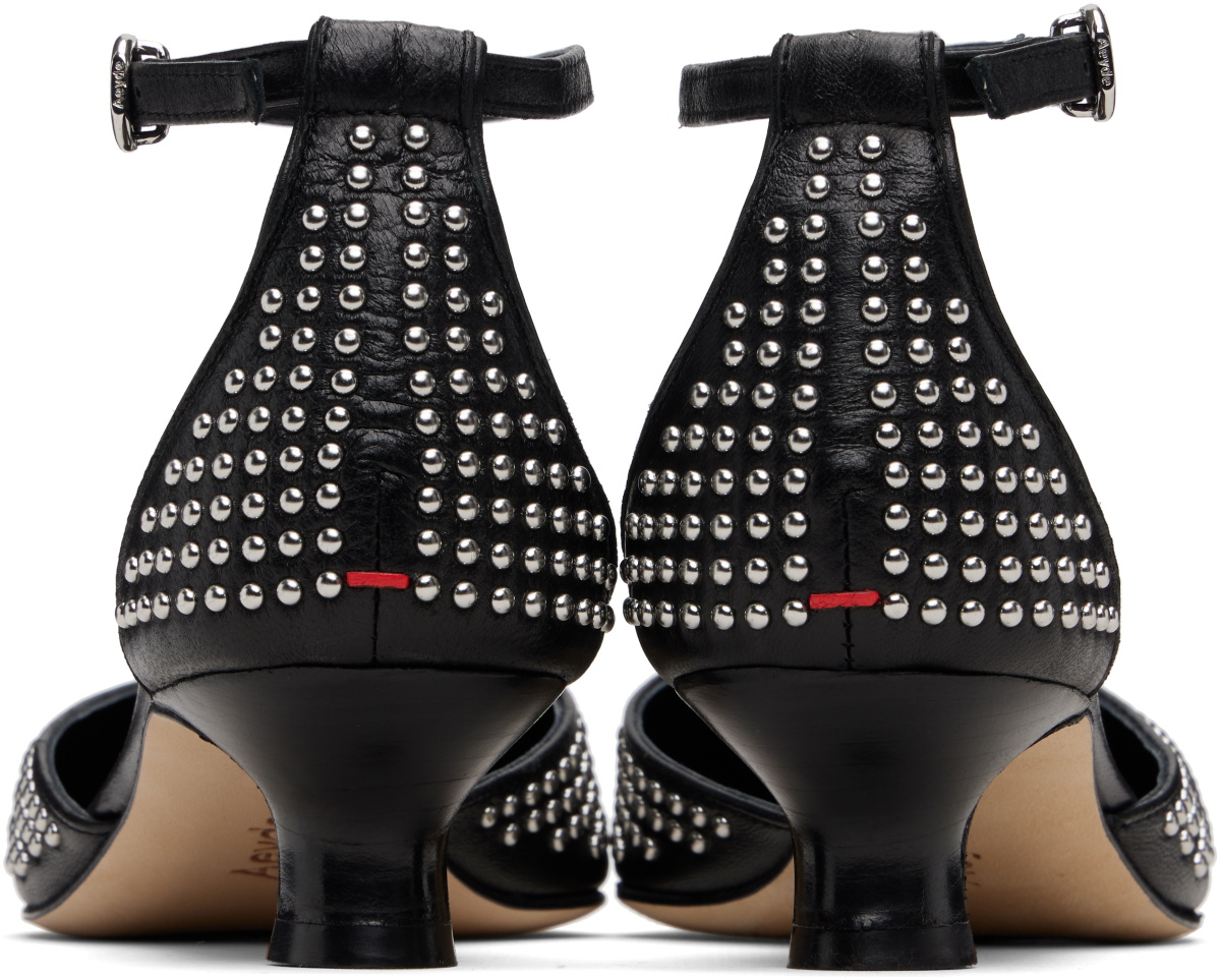 Aeyde Black Liz Mini Stud Leather Heels Aeyde