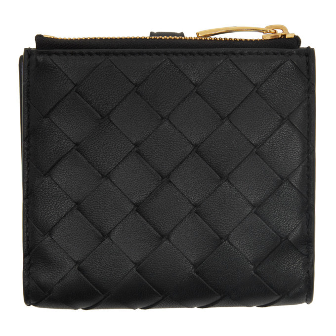Bottega Veneta Black Mini Intrecciato Bifold Wallet Bottega Veneta