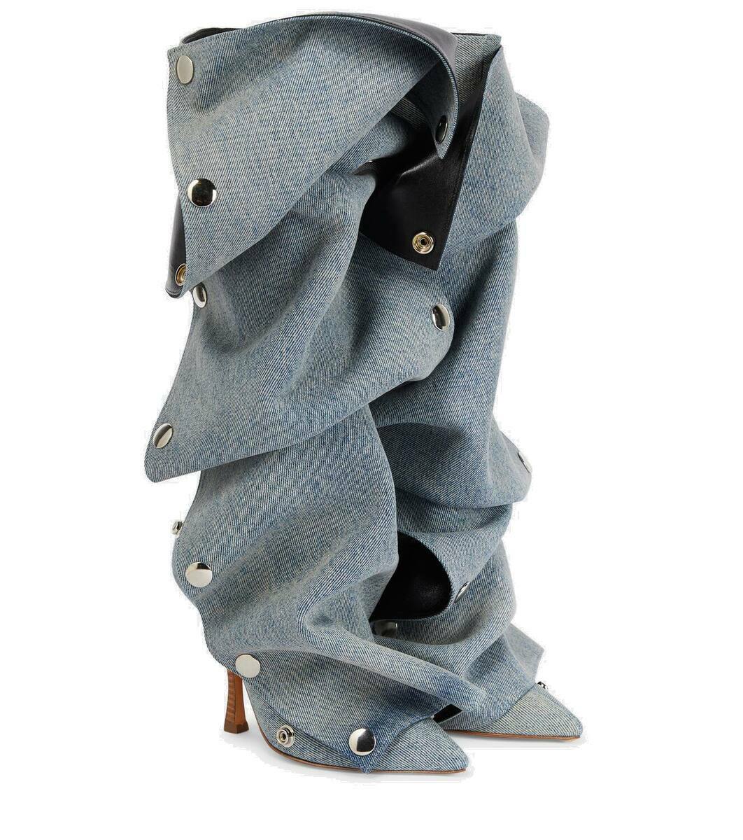 Y/Project Appliqué denim knee-high boots Y/Project
