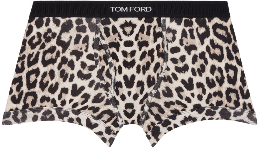 TOM FORD Beige & Black Cotton Snow Leopard Boxer Briefs TOM FORD