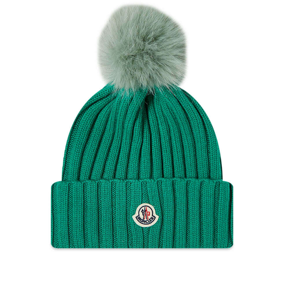 Moncler Women's Logo Bobble Beanie in Green Moncler
