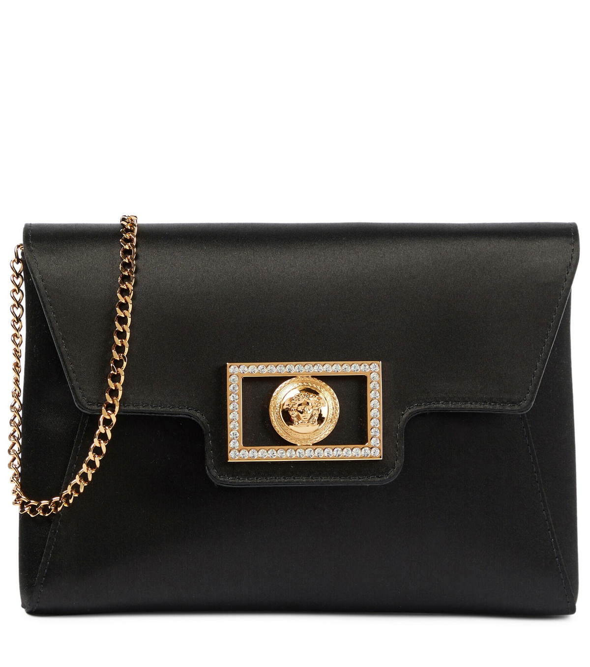 Versace - La Medusa embellished satin clutch Versace