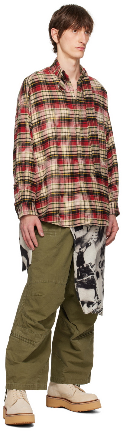 R13 Red & Green Belt Collar Shirt R13