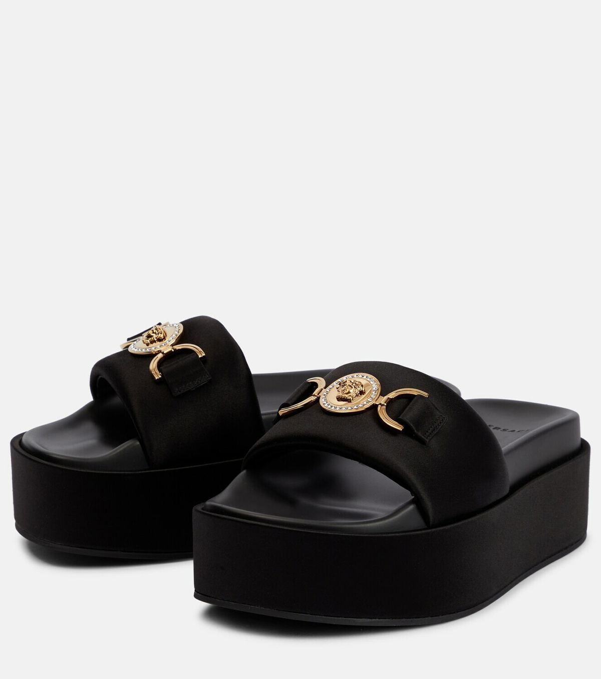 Versace - Medusa Biggie satin platform slides Versace