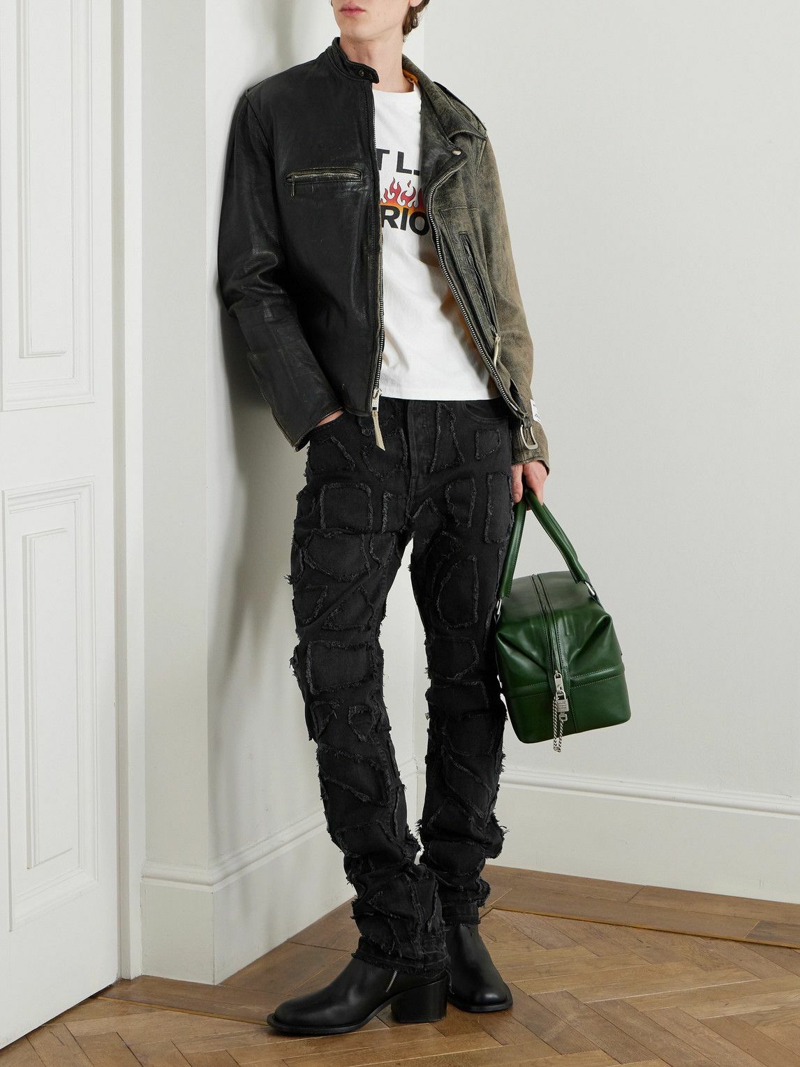 Gallery Dept. - Collage 5001 Slim-Fit Frayed Patchwork Jeans - Black ...