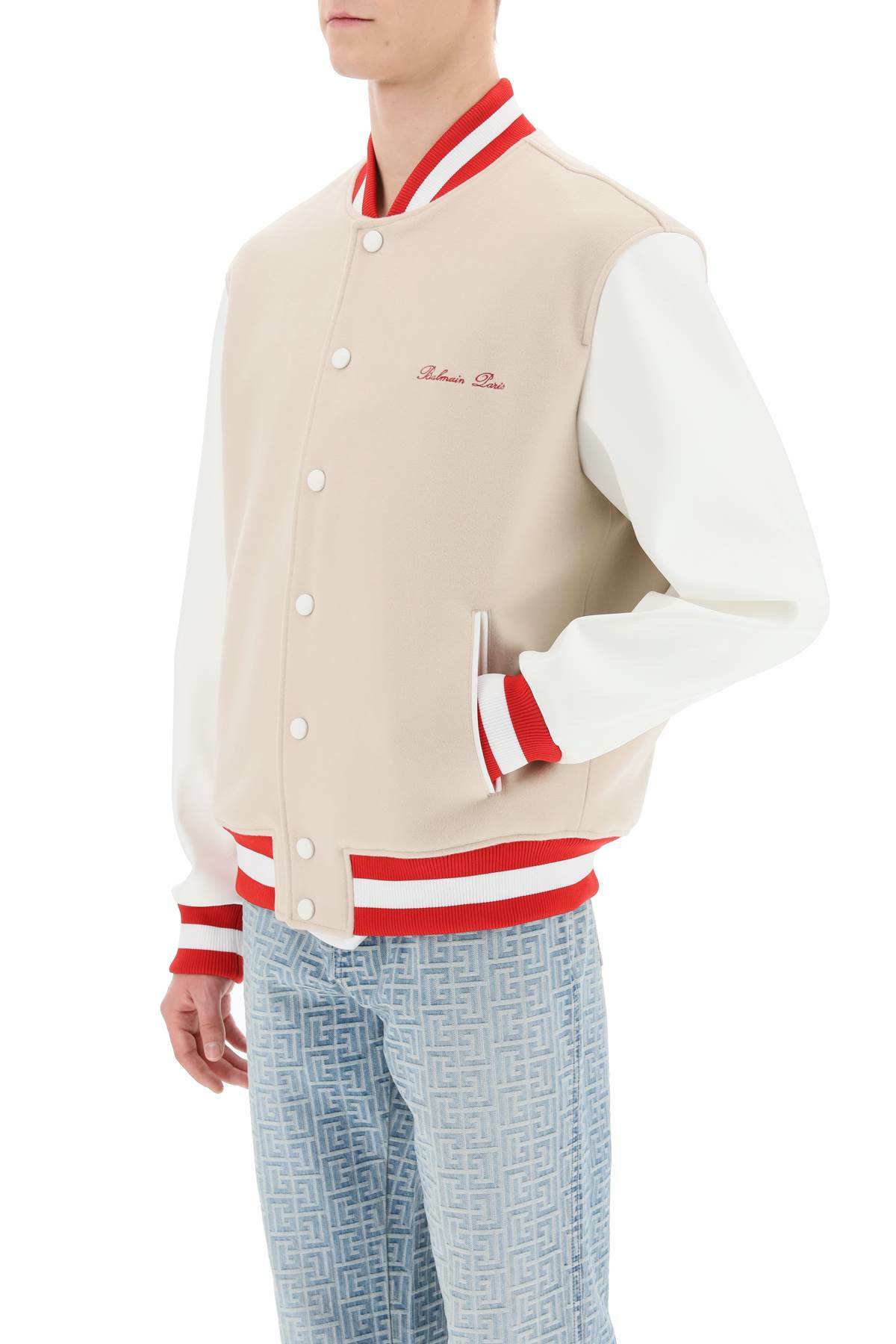 Balmain Logo Embroidered Varsity Jacket Balmain
