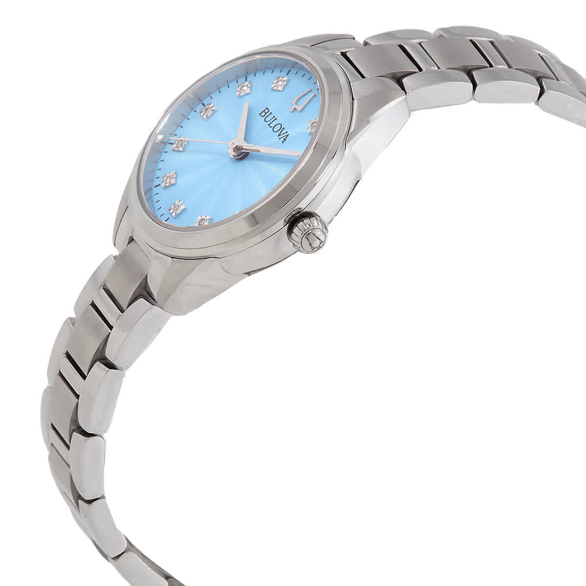 Bulova Sutton Quartz Diamond Blue Dial Ladies Watch 96P250 Bulova