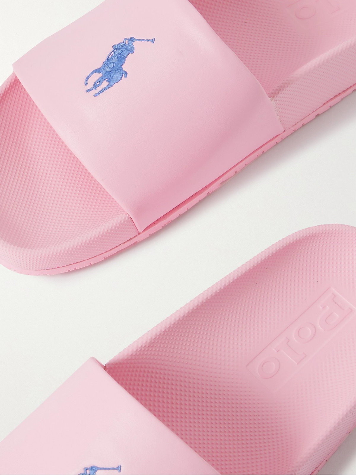 POLO RALPH LAUREN - Cayson Logo-Embroidered Rubber Slides - Pink Polo ...