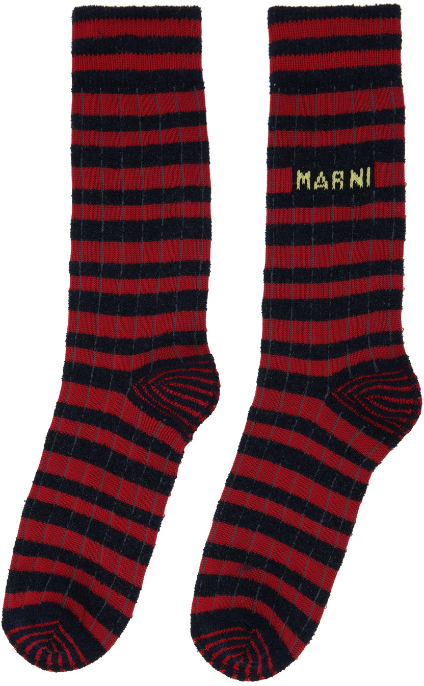 Marni Black & Red Striped Socks Marni