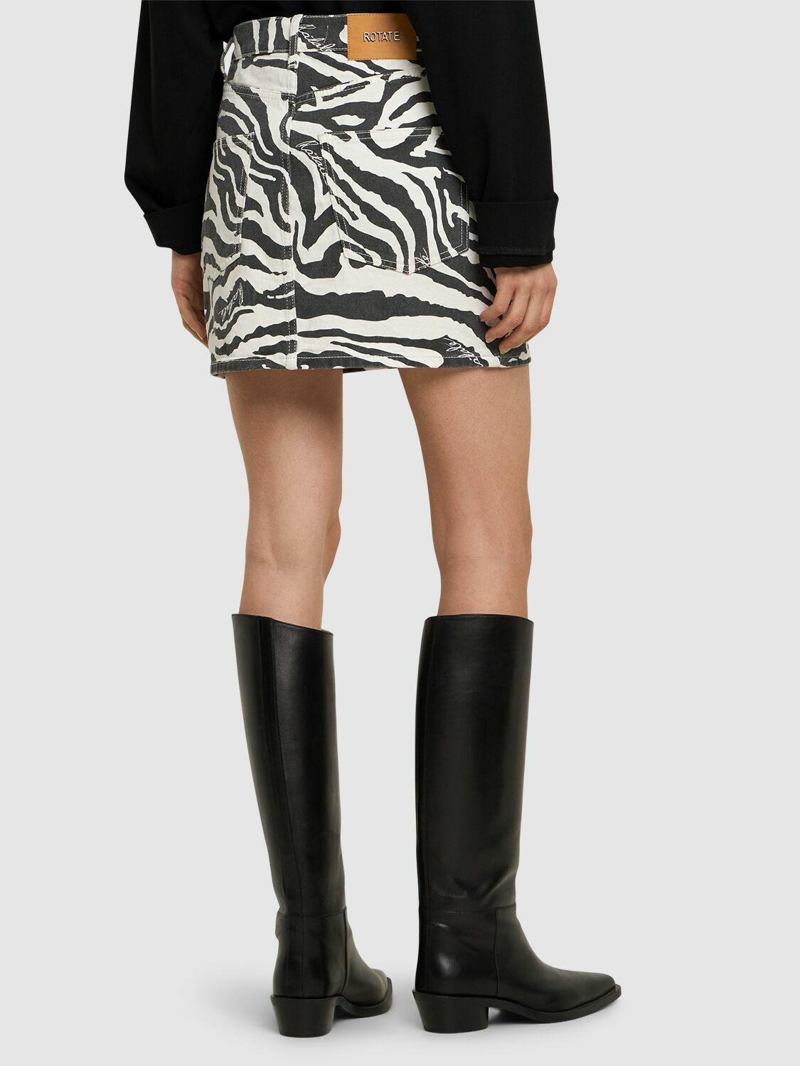 ROTATE Nela Zebra Print Denim Mini Skirt ROTATE Birger Christensen