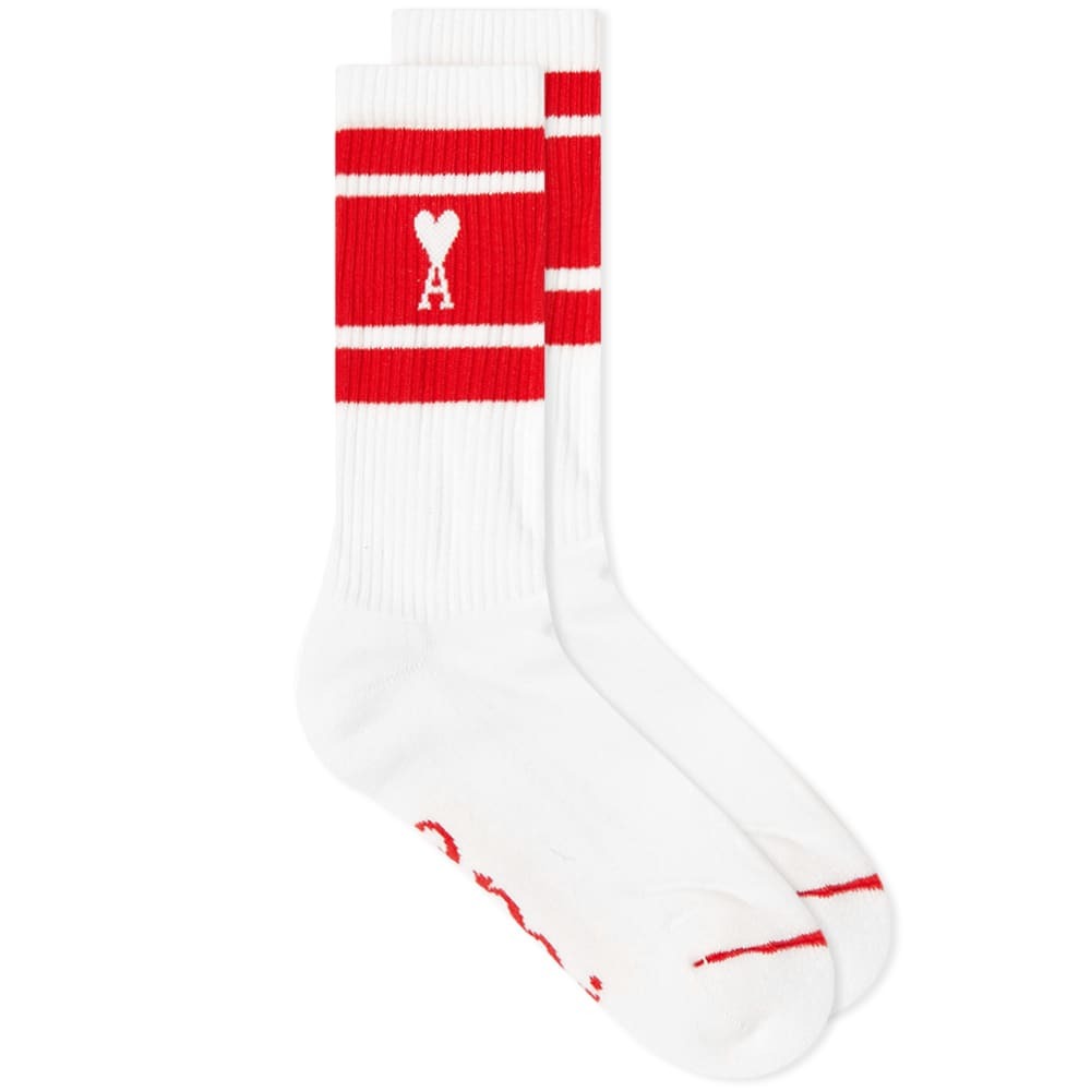 AMI Women's ADC Striped Sock in Scarlet Red AMI
