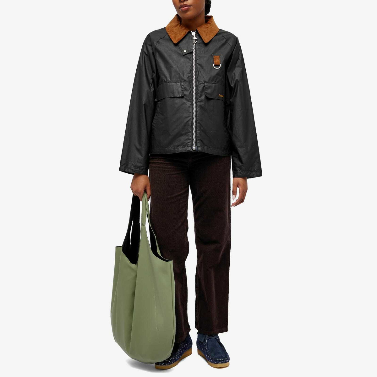 Barbour Women's Eddleston Short Wax Jacket in Black/Ancient Brown Barbour