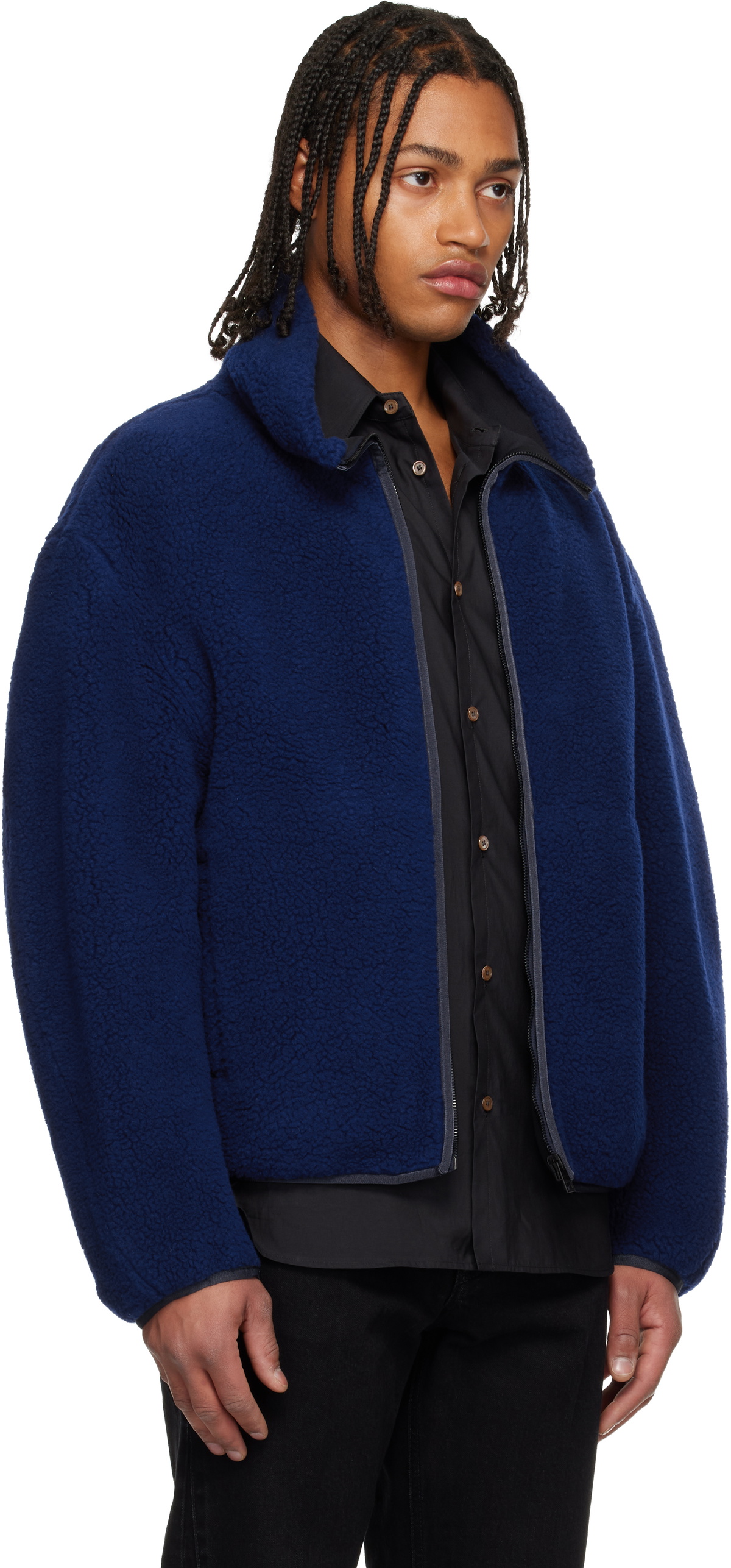 Givenchy Blue Wool Fleece Bomber Jacket Givenchy