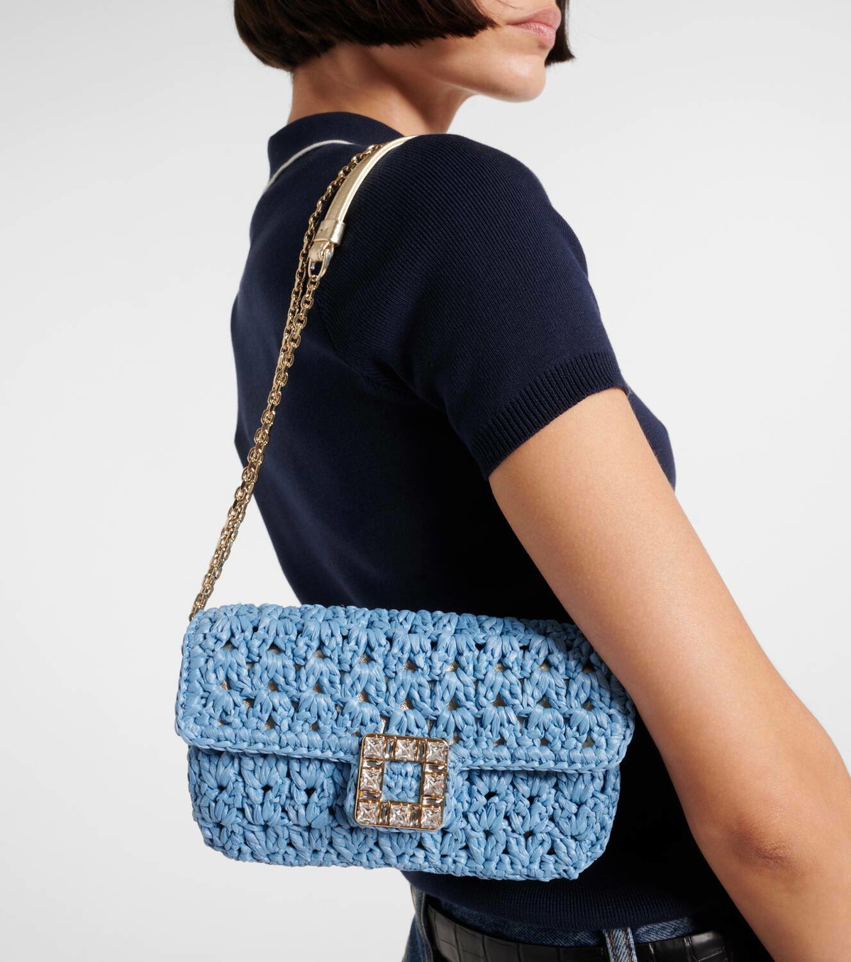Roger Vivier Jeu de Fille embellished raffia clutch Roger Vivier