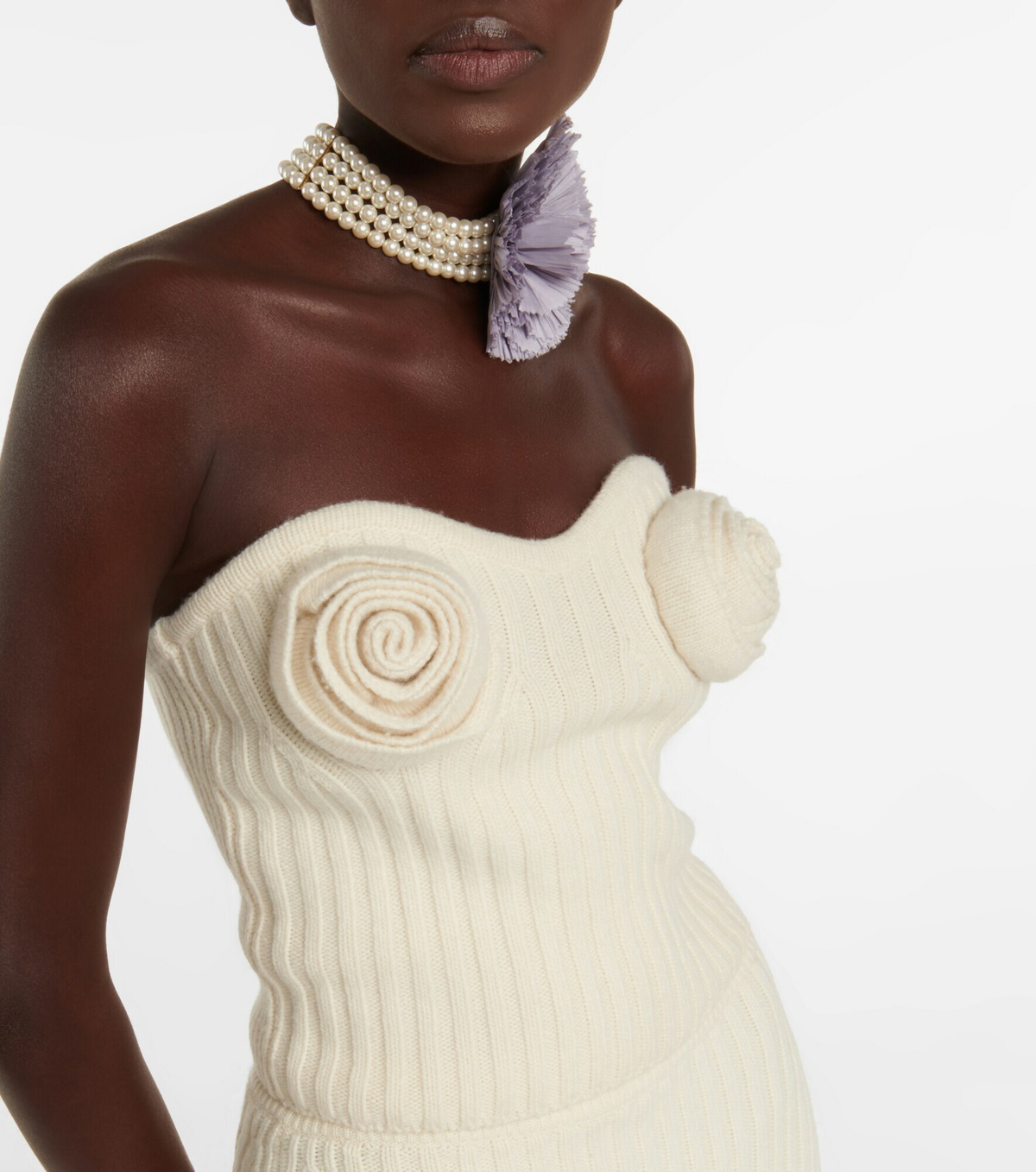 Blumarine - Rose-appliqué wool bustier Blumarine