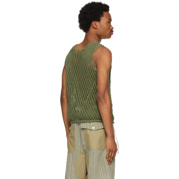 Nicholas Daley Green Knit Garment-Dyed Vest Nicholas Daley