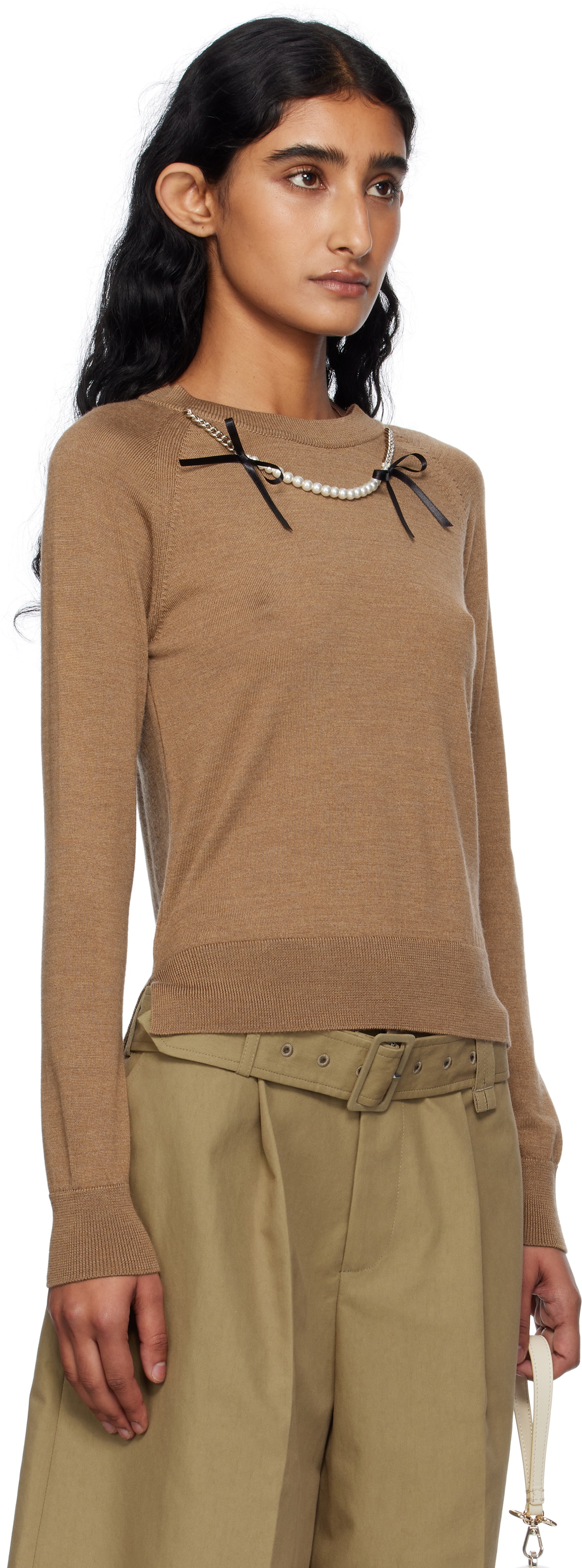 Simone Rocha Brown Embellished Classic Sweater Simone Rocha