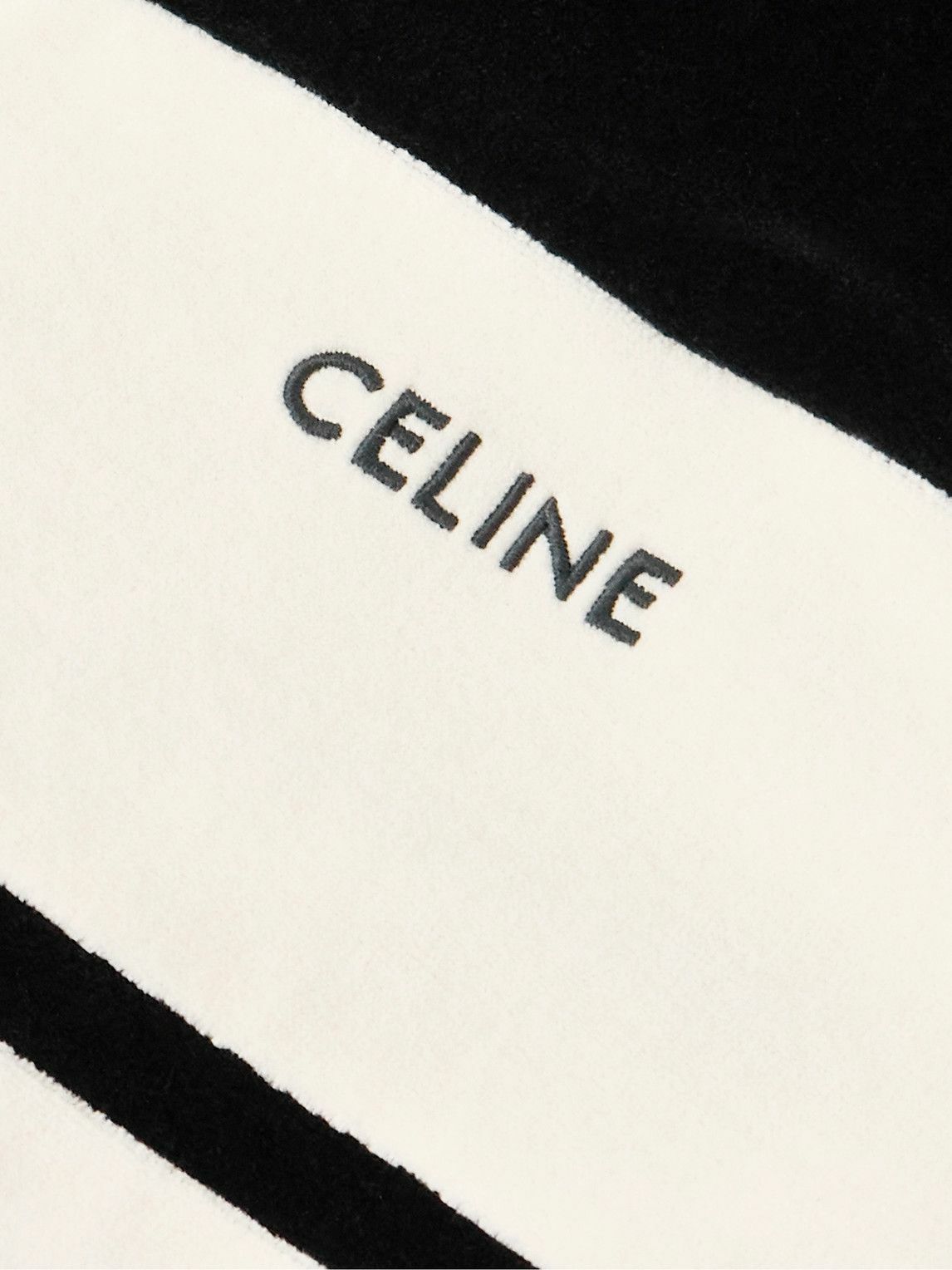 CELINE - Logo-Embroidered Cotton-Blend Velour Track Jacket - Black Celine