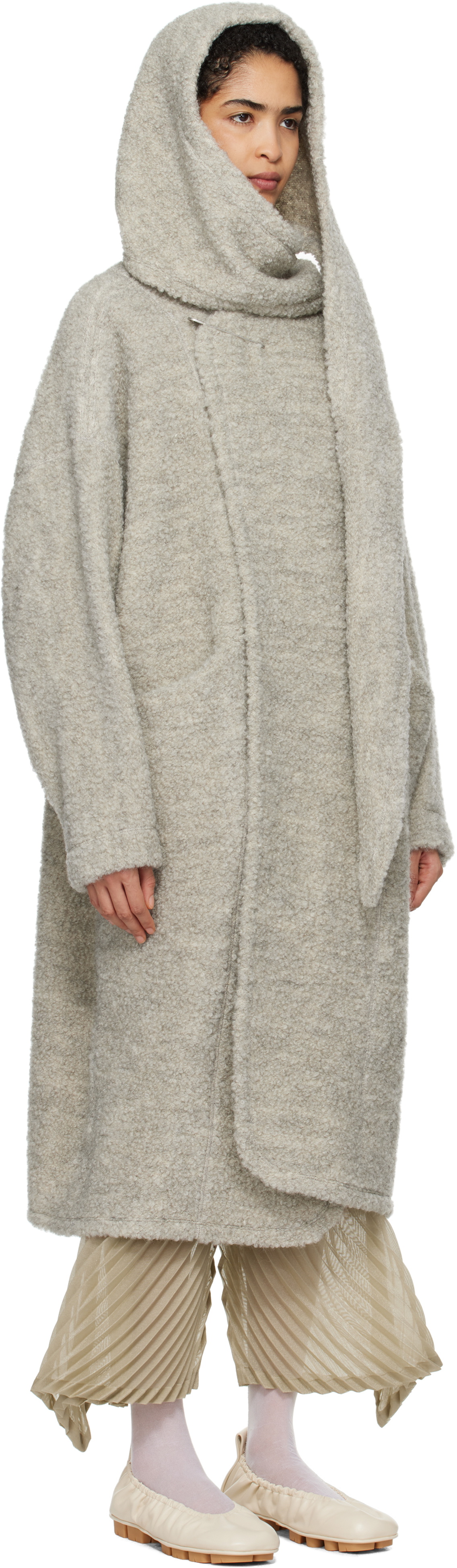 ISSEY MIYAKE Gray Raw Wool Loop Yarn Coat Issey Miyake Men