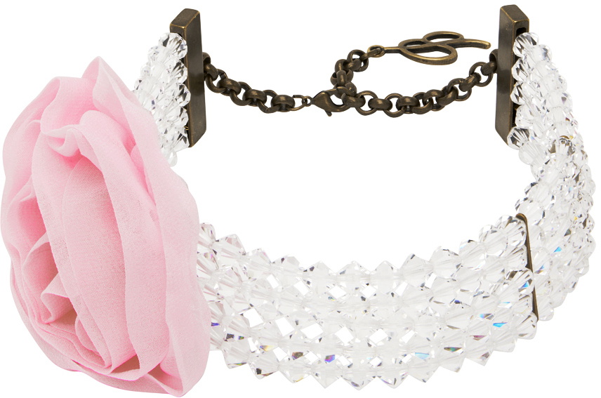Blumarine Transparent & Pink Rose Choker Blumarine