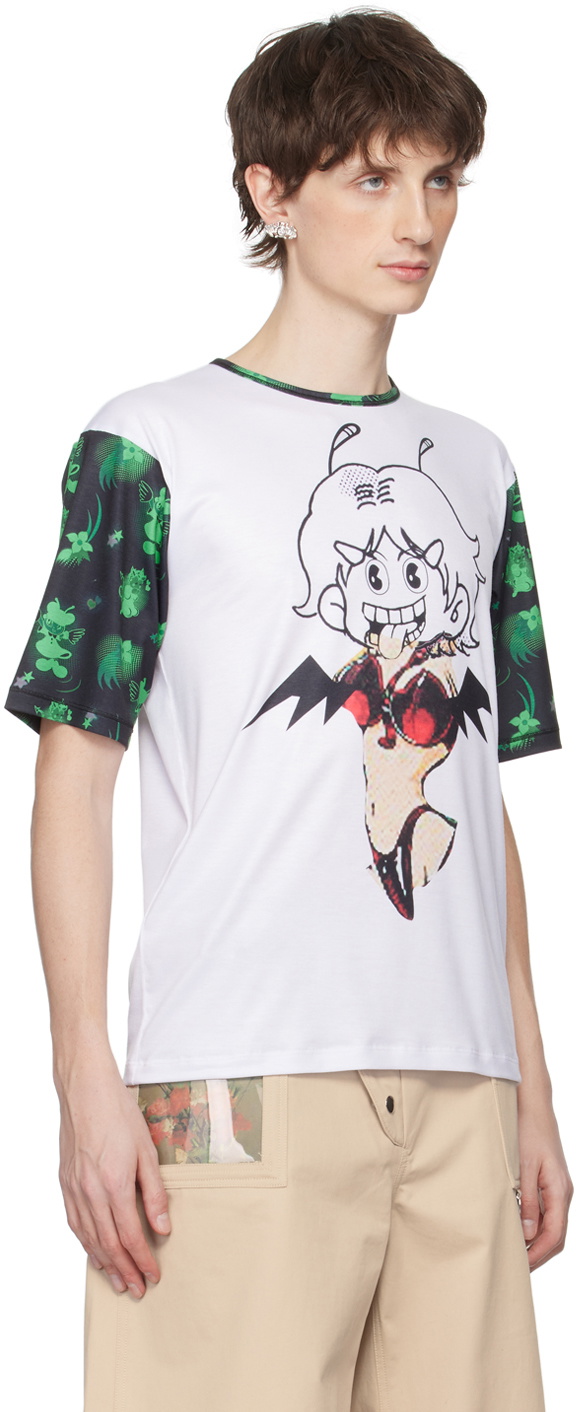 Chopova Lowena White Bat Girl Pin Up T-Shirt Chopova Lowena