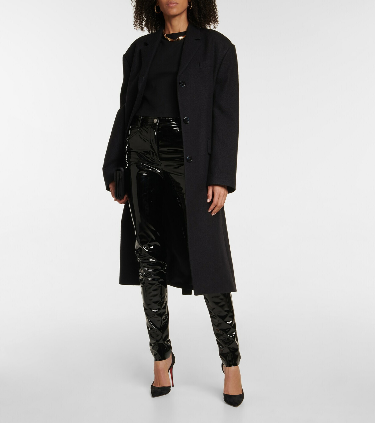 Victoria Beckham - High-rise slim vinyl pants Victoria Beckham