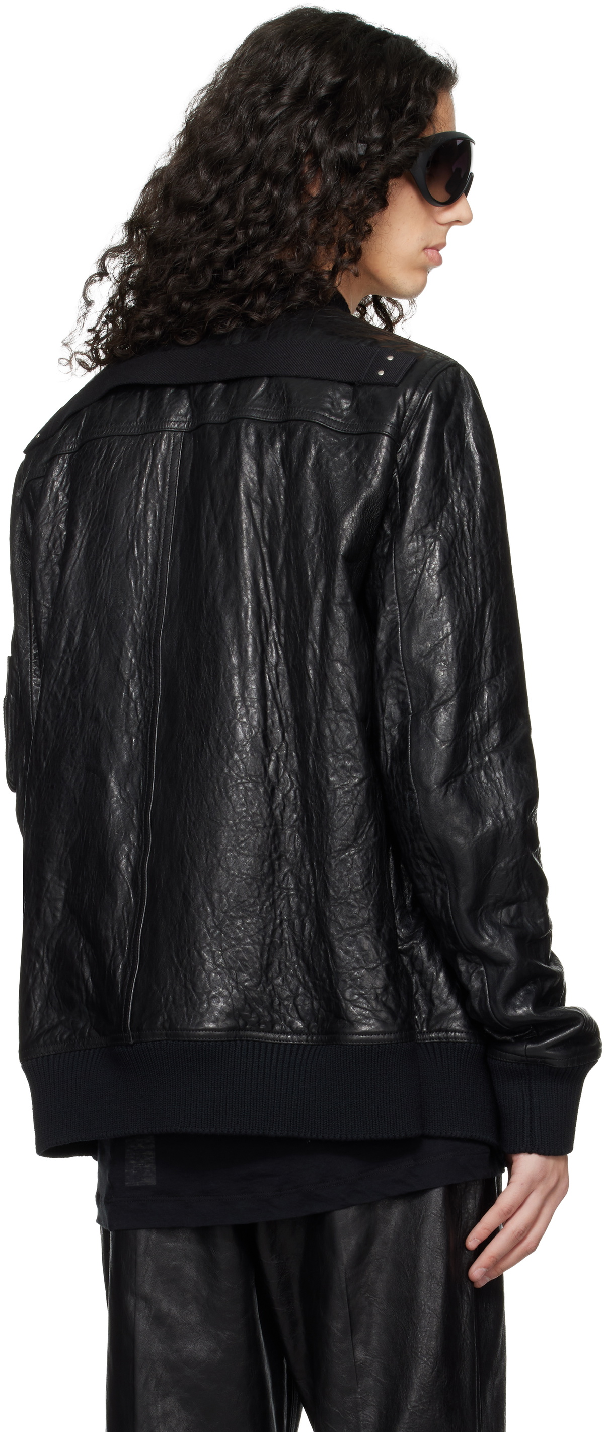 Rick Owens Black Temple Classic Flight Leather Jacket Rick Owens