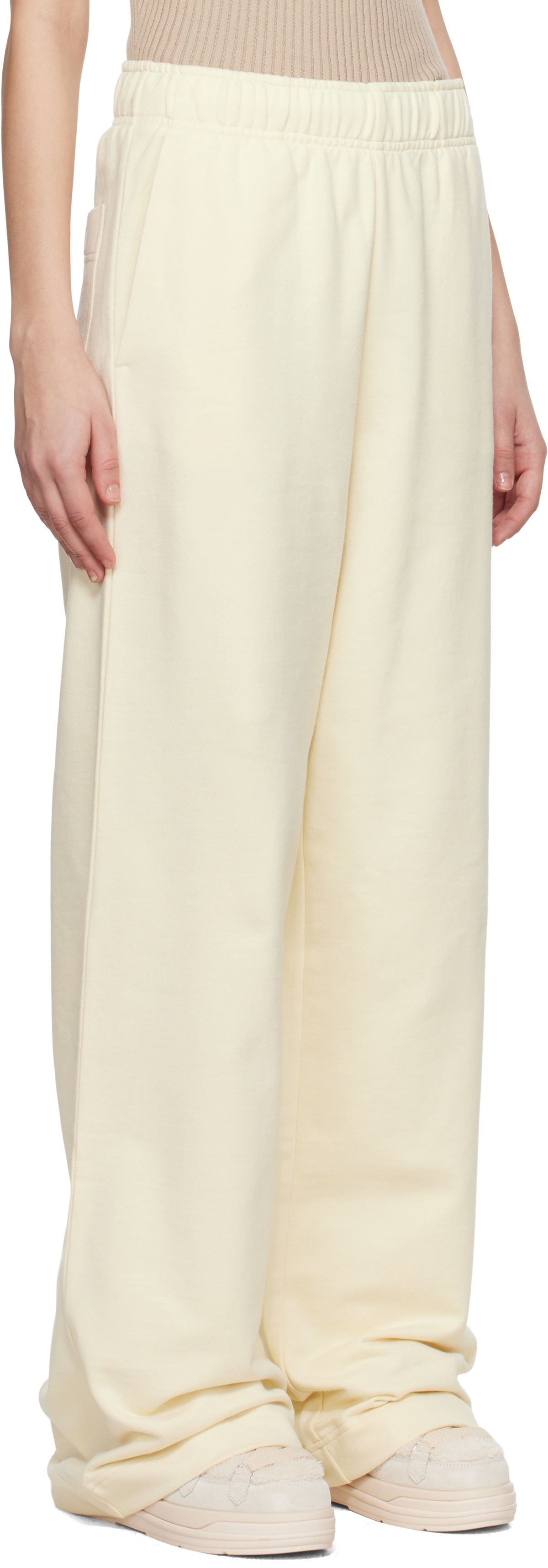 Moncler Off-White Wide Leg Cotton Sweatpants Moncler