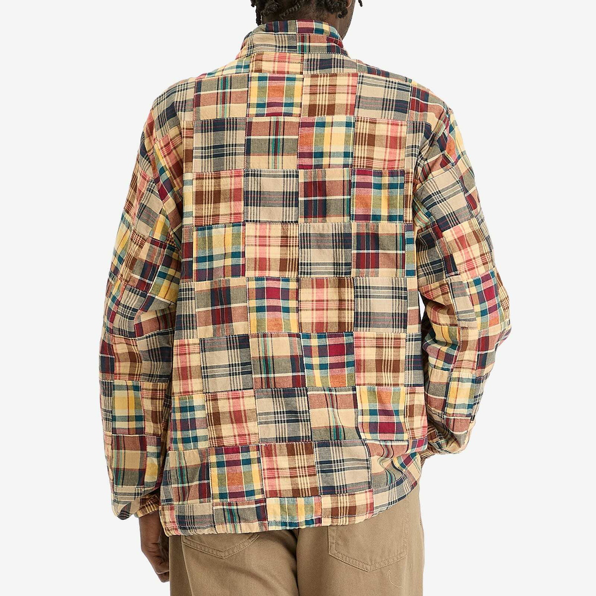 Beams Plus Men's Madras Patchwork Swing Jacket in Beige Base Patchwork ...