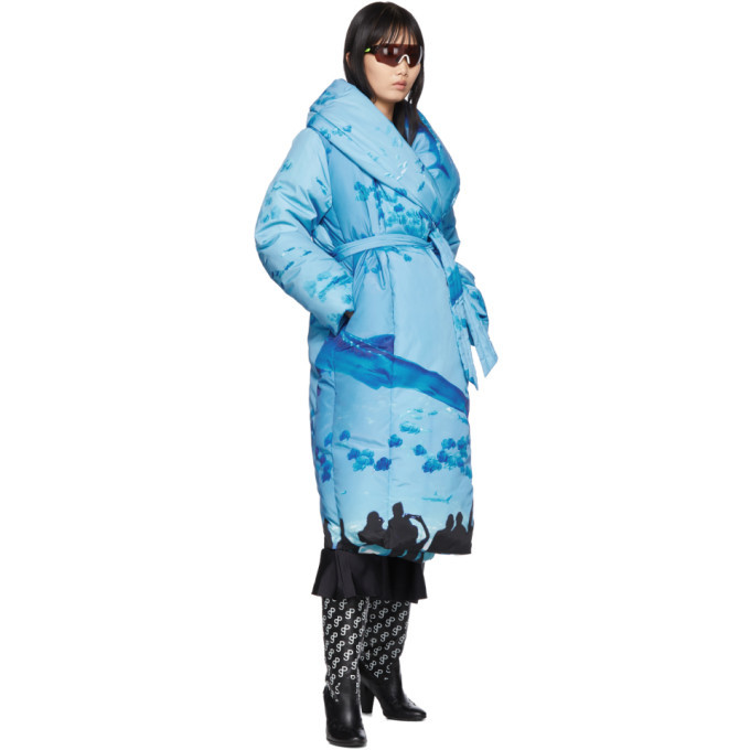 Saks Potts SSENSE Exclusive Blue Sauna Puffer Coat Saks Potts