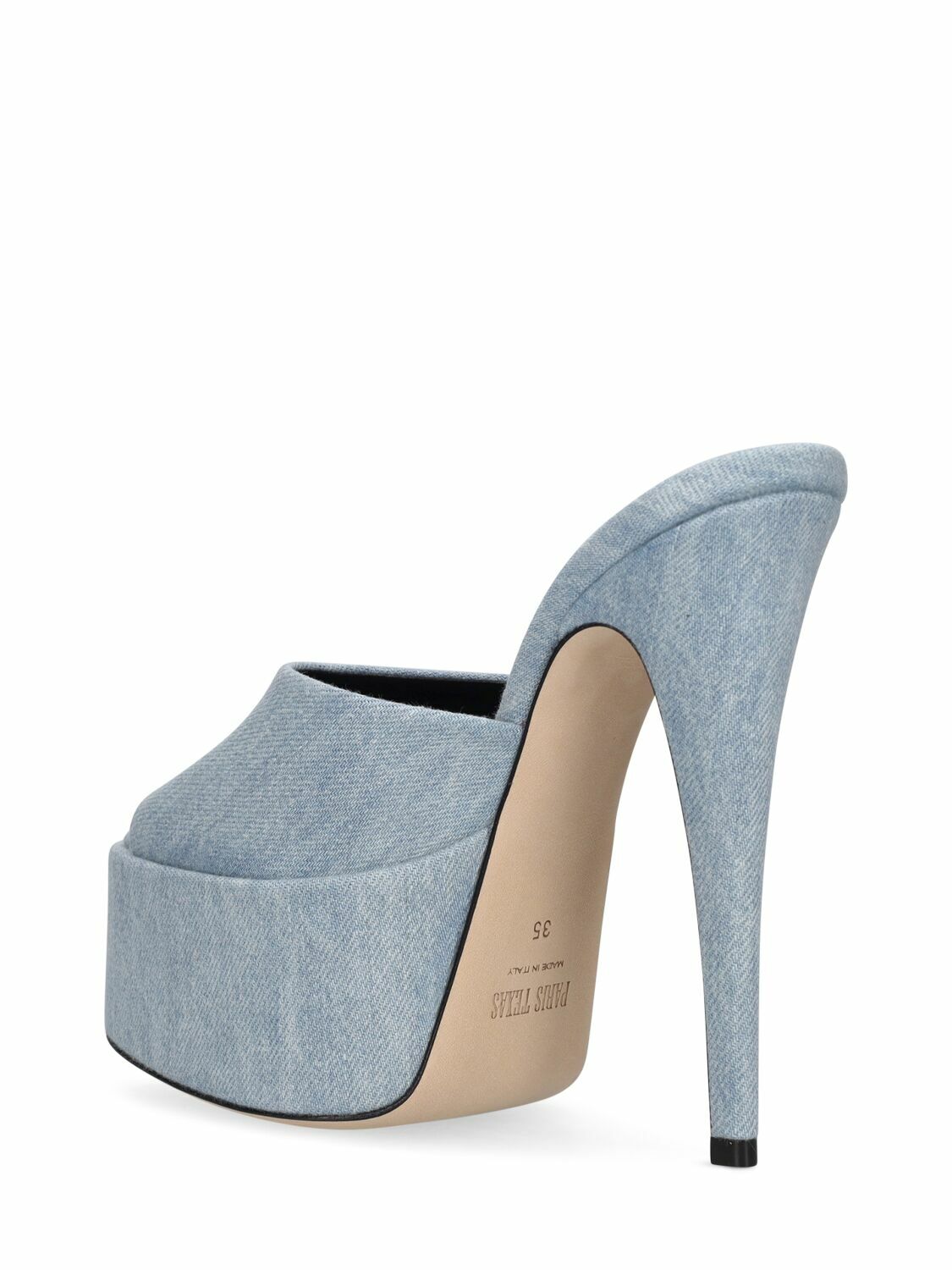 PARIS TEXAS - 145mm Marina Denim Platform Mules Paris Texas
