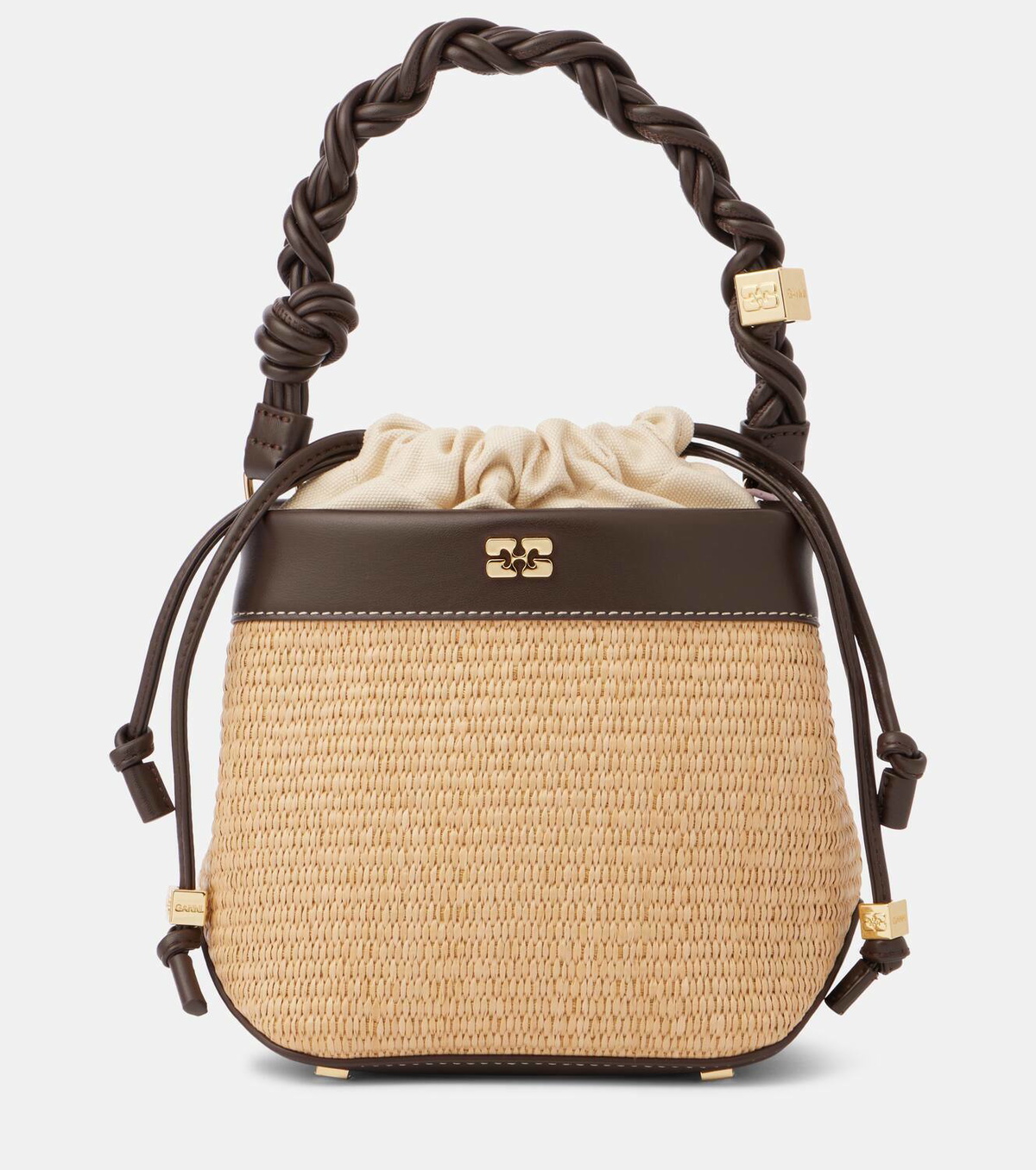 Ganni Bou raffia bucket bag GANNI