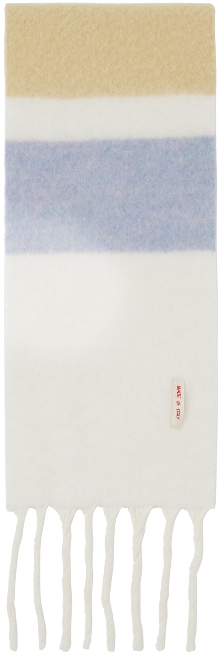 Marni White & Blue Striped Alpaca Scarf Marni