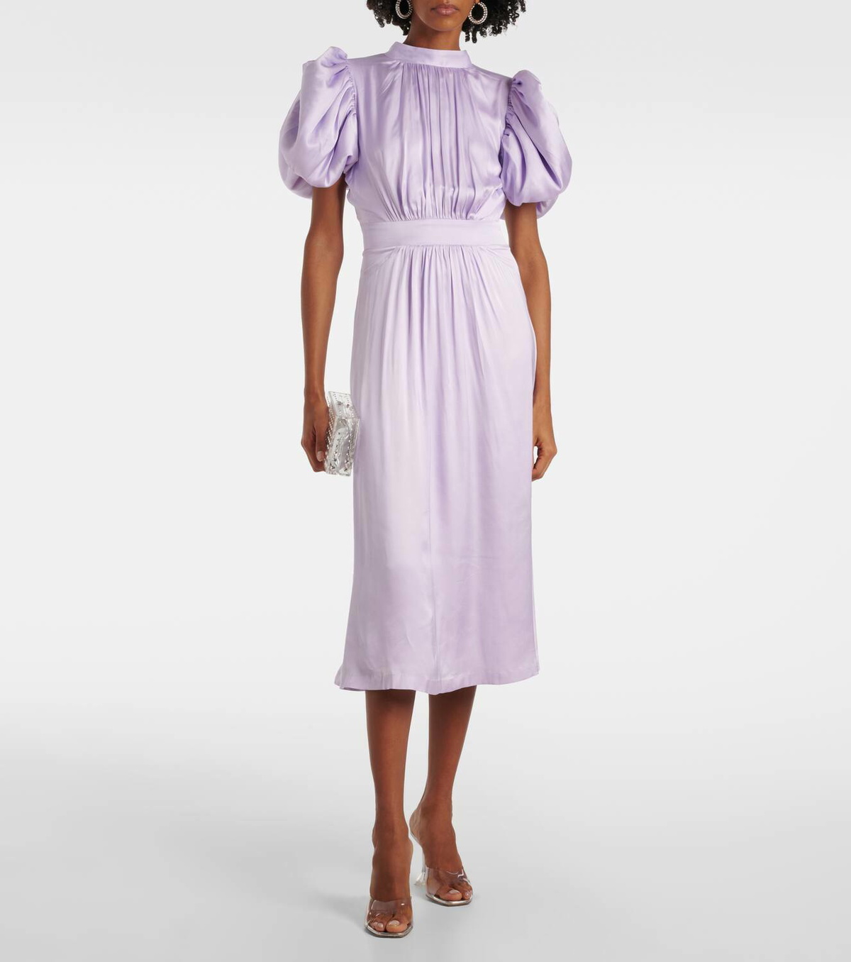 Rotate Puff-sleeve satin midi dress ROTATE Birger Christensen