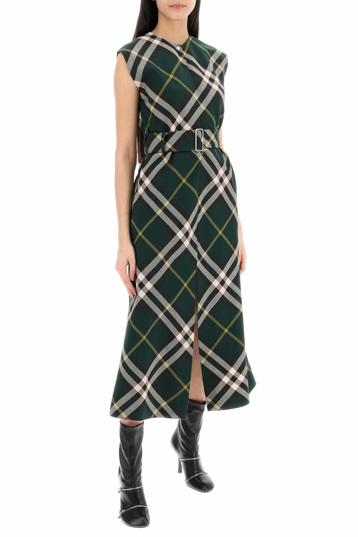 BURBERRY ered wool midi dress Green Burberry