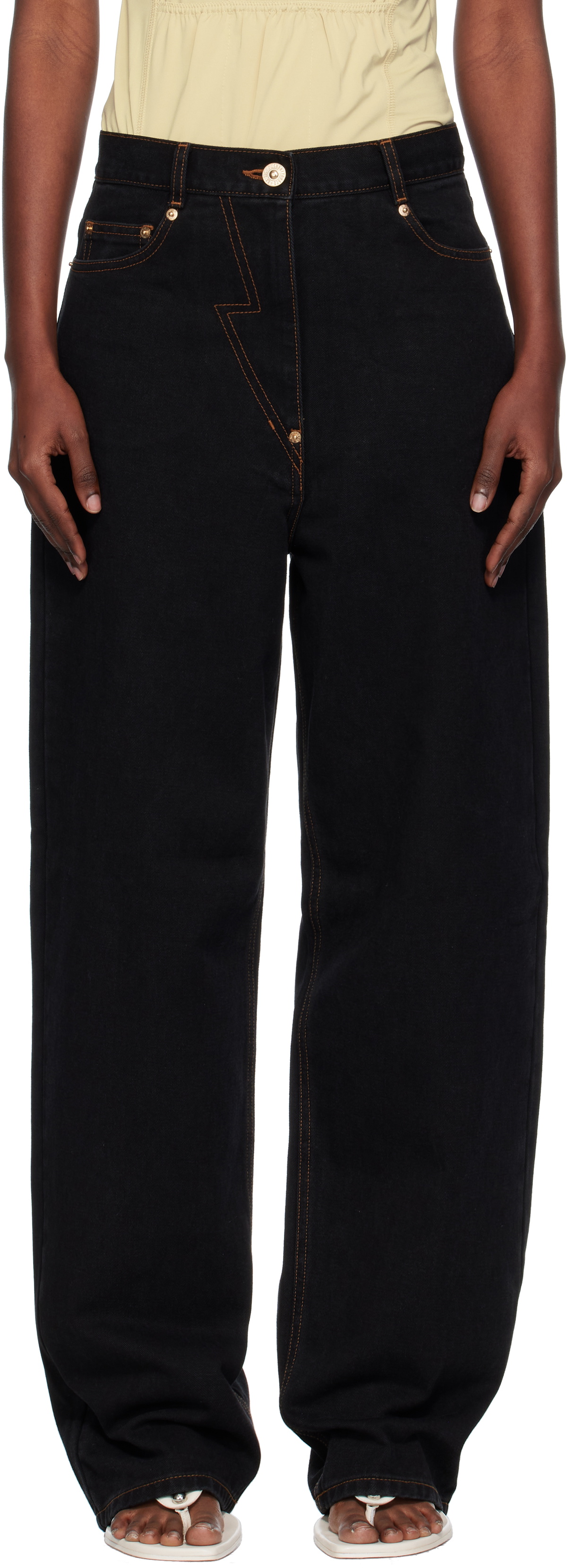 Pushbutton Black Straight Jeans Pushbutton