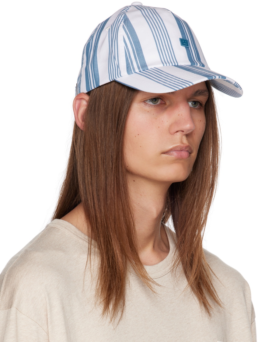 Acne Studios White & Blue Micro Patch Cap Acne Studios