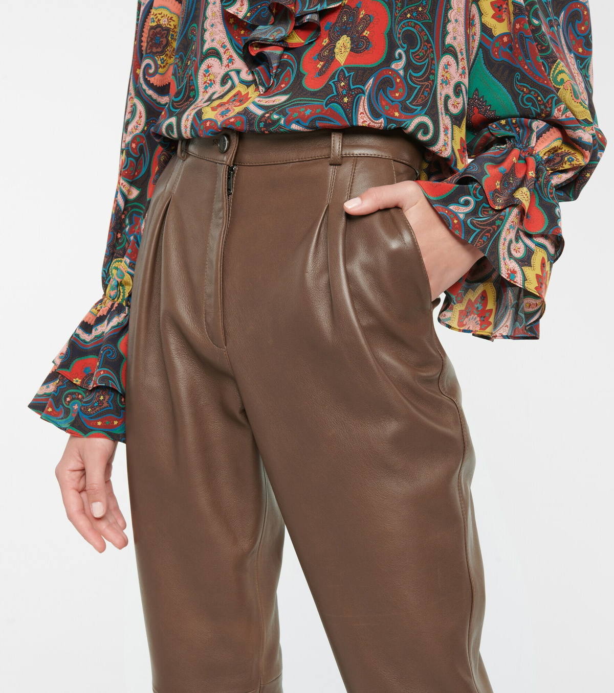 Etro - High-rise tapered leather pants Etro
