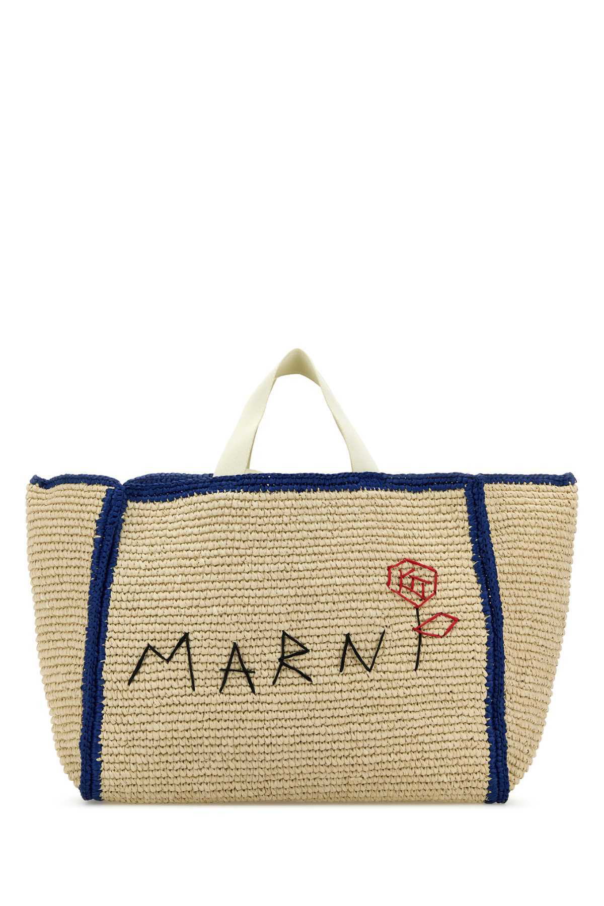 Marni Ivory Raffia Shopping Bag Marni